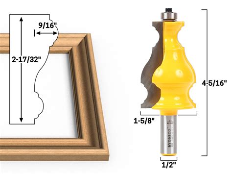 Yonico 16192 Large Elegant Picture Frame Molding Router Bit 12 Inch