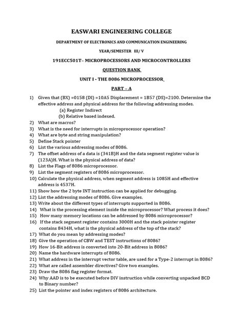 question bank pdf microcontroller central processing unit