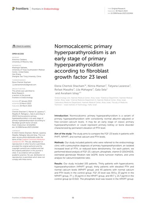 Pdf Normocalcemic Primary Hyperparathyroidism Is An Early Stage Of Primary Hyperparathyroidism