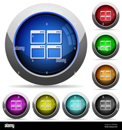 Set Of Round Glossy Mosaic Window View Mode Buttons Arranged Layer