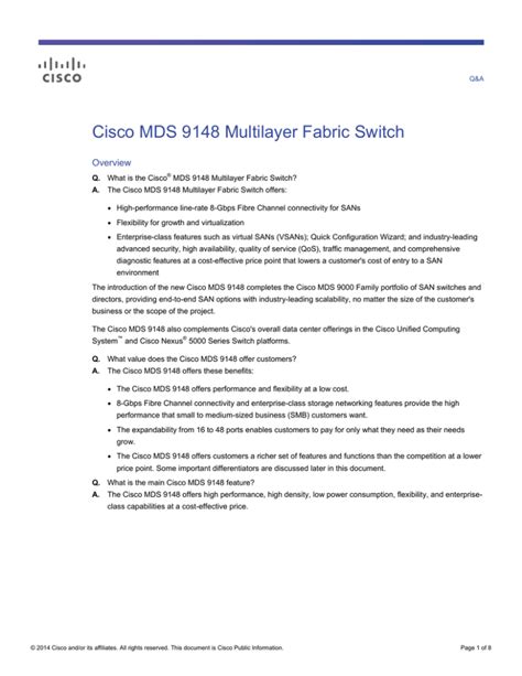 Cisco MDS 9148 Multilayer Fabric Switch Overview