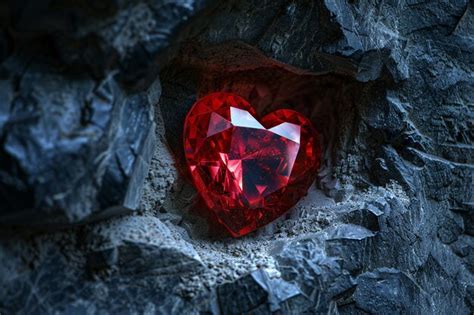 Glowing Red Ruby Heart Shaped Premium Ai Generated Image