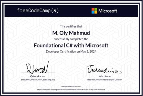 Csharp Dotnet Microsoft Freecodecamp Programming Development M Oly Mahmud