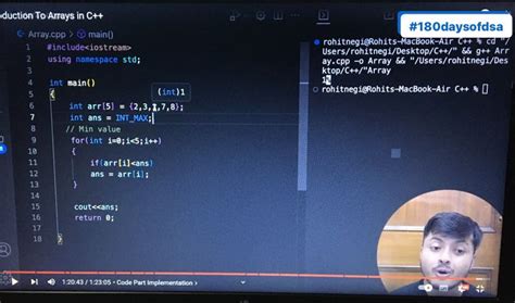 180daysofcode Cppprogramming Coderarmy Dsa Coding Cse Learning Codingjourney Arrays