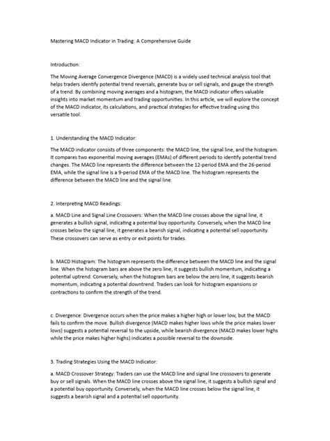 Macd Indicator Pdf Financial Markets Economic Forecasting