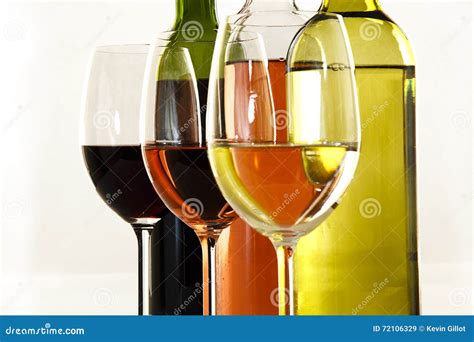 Red White And Rose Wine With Glasses Stock Image Image Of Foliage