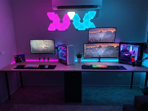 Finally Finished Mine And My Girlfriends Setup GamingComputerSetupTechnology Gaming Room