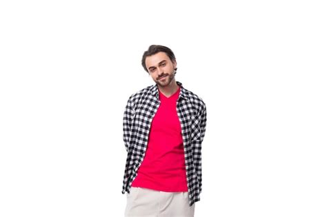 Premium Photo Portrait Of A Young Caucasian Handsome Guy With A Beard And Styled Hair Dressed
