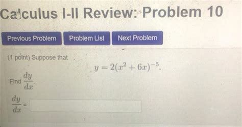 solved calculus i ii review problem 9 1 point let