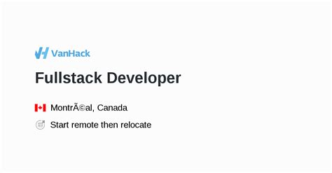 Fullstack Developer Vanhack