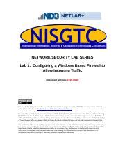 NDG NISGTC Network Security Lab Docx NETWORK SECURITY LAB SERIES Lab Configuring A