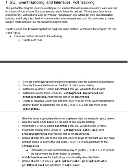 Solved 1 Gui Event Handling And Interfaces Poll Tracking