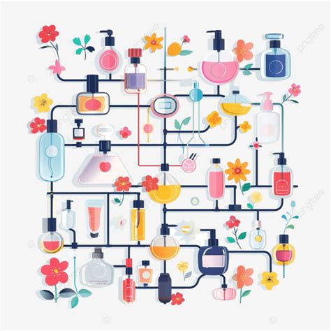 Perfume Flat Flowchart Composition Floral Colorful Flower Png