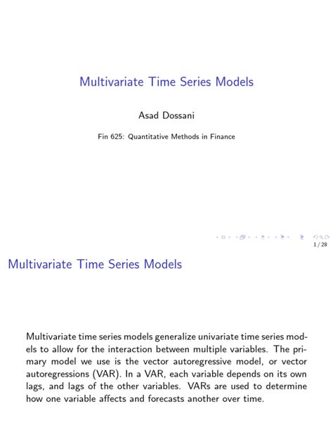multivariate time series models pdf vector autoregression