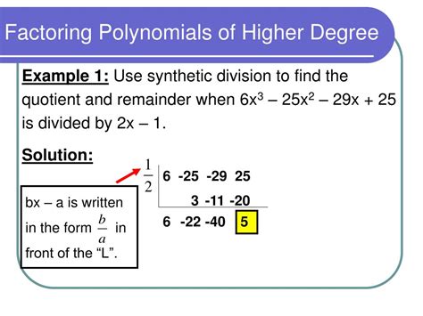 Ppt Factoring Polynomials Of Higher Degree Powerpoint Presentation Free Download Id 6724997