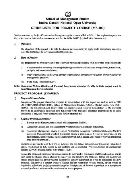 pdf guidelines for project and synopsis ignou dokumen tips