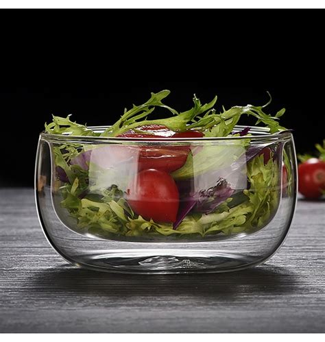 샐러드볼 투명 유리 그릇 고온 내성 이중 과일 샐러드 수프 가정용 라면 식기 티몬