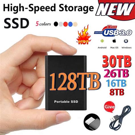 휴대용 고속 전송 외장 하드 디스크 Usb C 타입 인터페이스 대용량 저장 메모리 장치 500gb Ssd 1tb 2tb