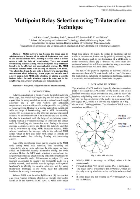 Pdf Multipoint Relay Selection Using Trilateration Technique