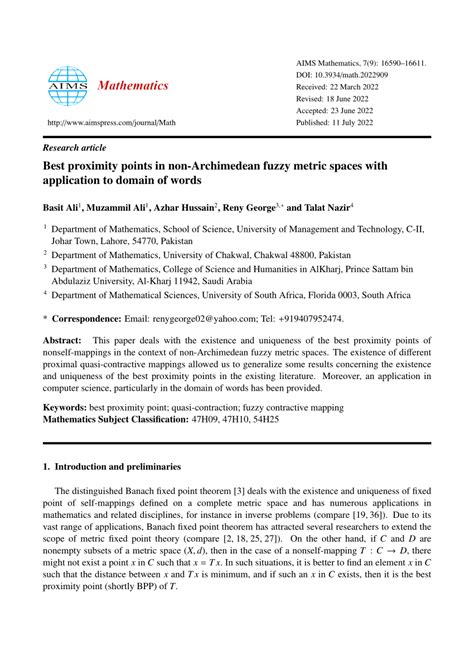 PDF Best Proximity Points In Non Archimedean Fuzzy Metric Spaces With Application To Domain Of