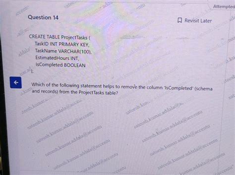 Question 14 Attempted Revisit Later CREATE StudyX