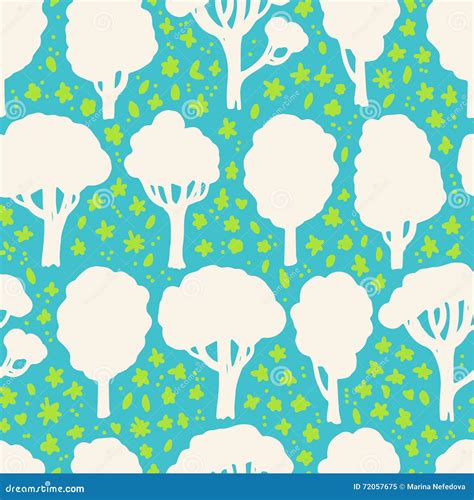 Seamless Pattern With Different Trees Stock Illustration Illustration Of Forest Natural