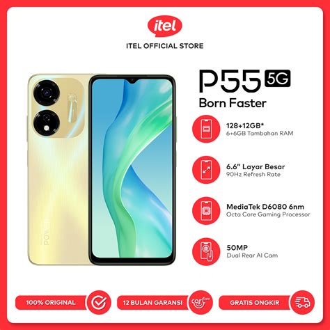 New Itel P55 5G RAM 6 128GB 5G Network 50M Dual Clear Cam 18W Fast Charging 5000mAh