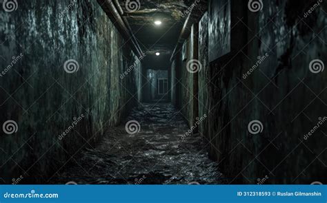 A Dark Corridor In An Abandoned Building Cluttered Corridor In Ruins