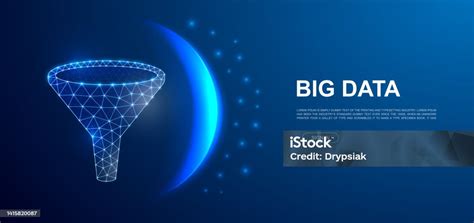 퍼널 방문 페이지 템플릿에 대한 3d 다각형 기호입니다 프로모션 배너 디자인을위한 낮은 폴리 빅 데이터 일러스트레이션 데이터 필터 디자인 그림 개념 개발에 대한 스톡 벡터