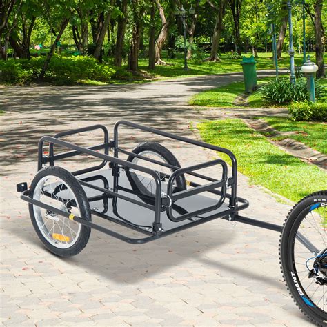 Aosom 110lbs Wanderer Cargo Bike Trailer Steel Frame Folding Bicycle