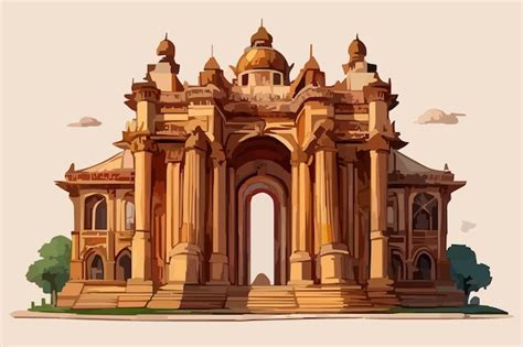 Un Dibujo De Un Edificio Con Un Techo Azul Vector Premium