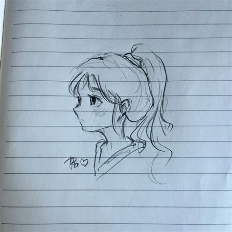 侧脸简笔画女孩难又好看（18张） 简笔画图片大全