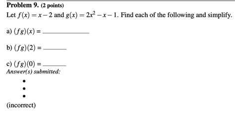 solved problem 9 2 points let f x x−2 and g x 2x2−x−1