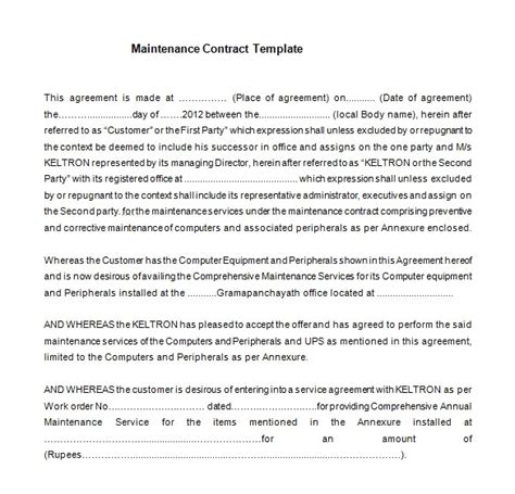 Computer Service Contract Templates Download 15 Maintenance Contract Templates Word Pdf Apple