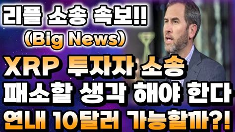 리플 소송 속보 Xrp 투자자 소송 패소할 생각 해야한다 연말 10달러 정말 가능할까 Youtube
