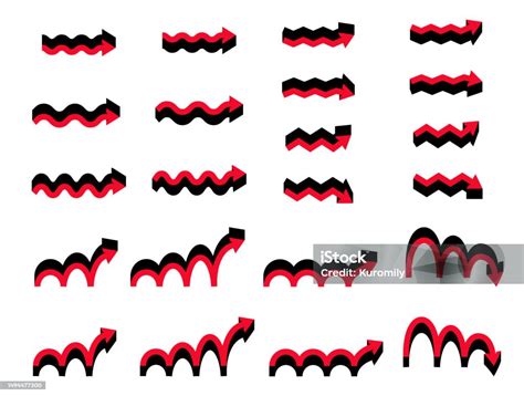 3d 화살표 아이콘 세트 곡선 화살표 물결 모양 화살표 나선형에 대한 스톡 벡터 아트 및 기타 이미지 나선형 아래로 이동