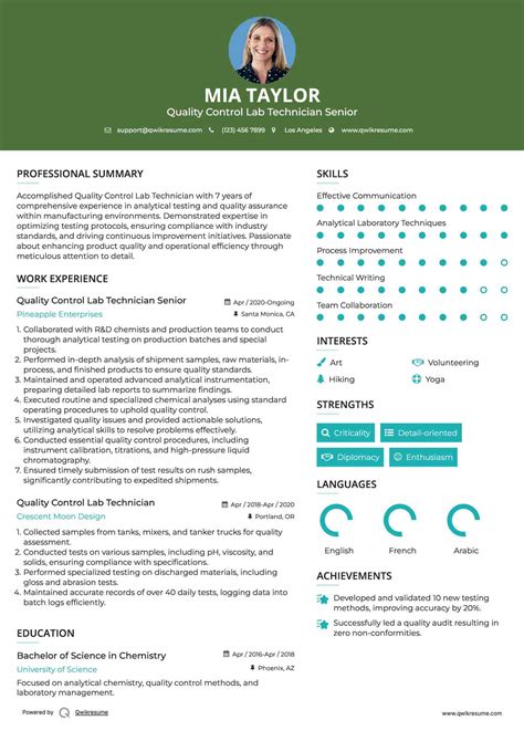 10 Quality Control Lab Technician Resume Samples And Templates For 2026