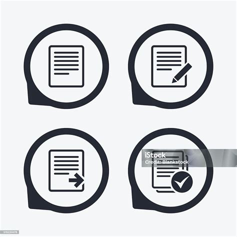 Document Icons Download File And Checkbox Stock Illustration Download Image Now Badge