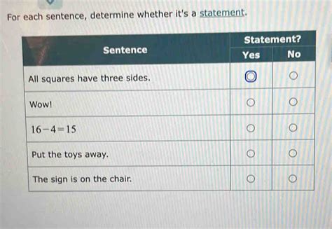 solved for each sentence determine whether it s a statement [algebra]