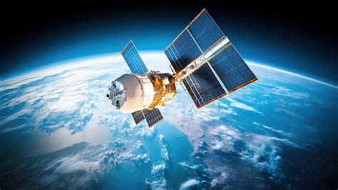 Satellite Orbiting Earth Technology And Exploration In Outer Space Stock Image Image Of