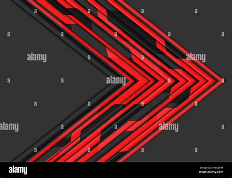 Abstract Red Circuit Line Arrow Direction On Grey Blank Space Design Modern Futuristic