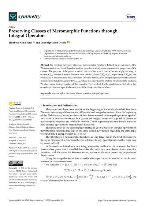 PDF Preserving Classes Of Meromorphic Functions Through Integral Operators