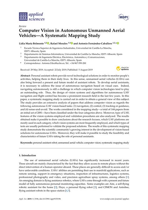 Pdf Computer Vision In Autonomous Unmanned Aerial Vehicles—a