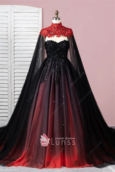 Black And Red Gowns With Sleeves