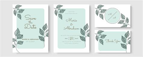 단풍 라인 아트세트의 웨딩 초대 템플릿 손으로 그린 식물 잎 꽃 포스터 초대합니다 벡터 장식 인사말 카드 또는 초대 디자인 배경 수채화 모던 디자인 감사합니다에 대한 스톡