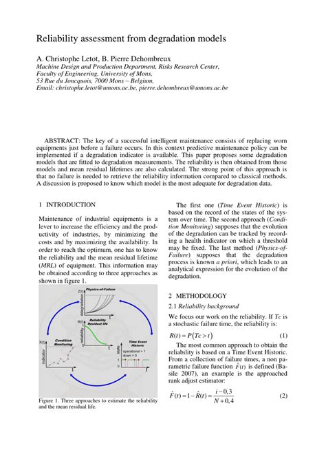 Pdf Reliability Assessment From Degradation Models
