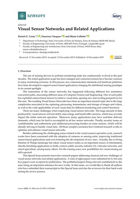 Pdf Visual Sensor Networks And Related Applications