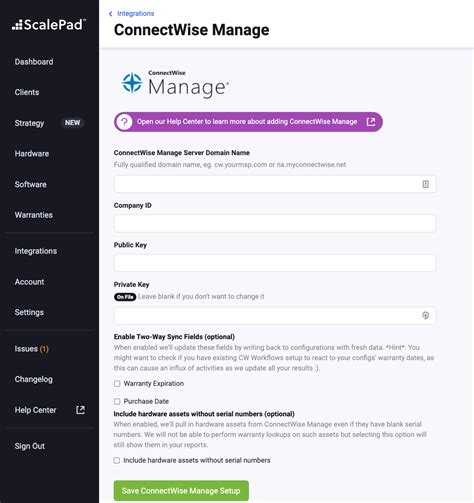 Connectwise Manage Integration Instructions Lifecycle Manager