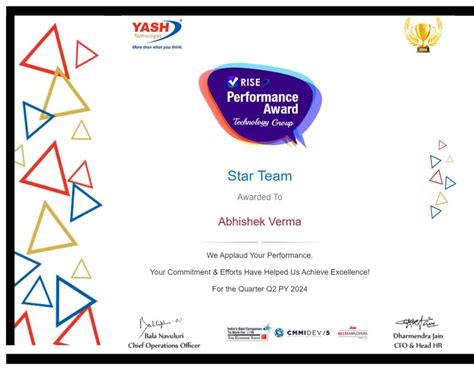 Abhishek Verma On Linkedin Starteam Achievement Yashtechnologies