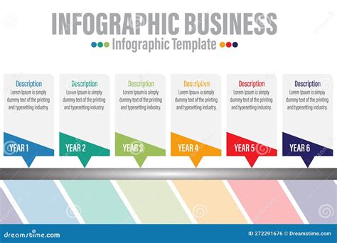 6 Steps Modern Timeline Diagram Calendar With Yearly Rectangle Title